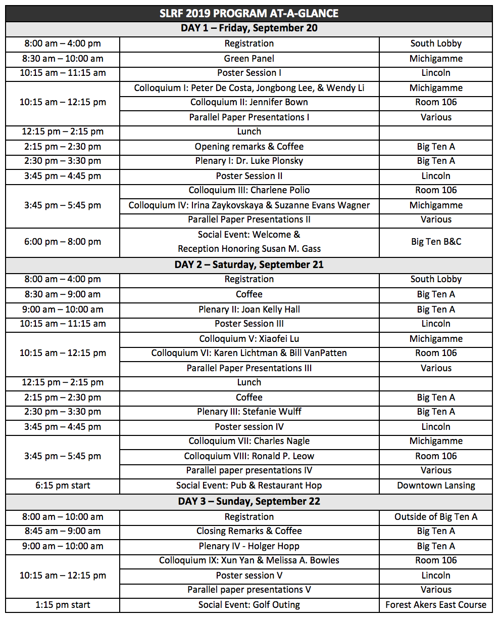Program-at-a-glance – SLRF 2019